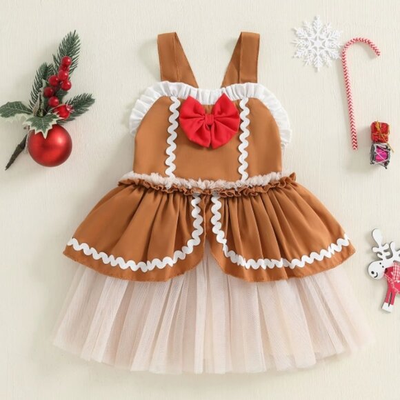 Dresses | Christmas Gingerbread Man Girls Sleeveless Tulle Dress | Poshmark